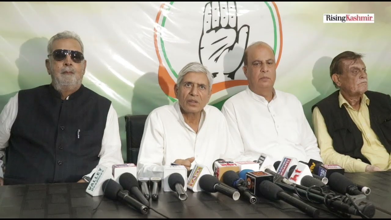 J&K Congress Chief Whip Nizam Ud Din Bhat addresses press conference in ...