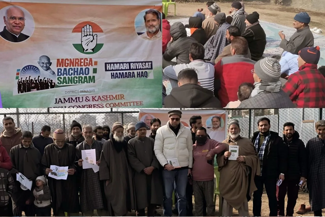 Congress’s Dr Audil Farooq Mir leads MGNREGA Bachao Sangram in Lasjan ...